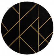Dywany Łuszczów, Kusový koberec Emerald geometric 1012 black and gold kruh, 120x120 (průměr) kruh, černá, chodba / předsíň