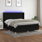 Box spring postel s matrací a LED černá 160x200 cm textil