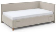 Béžová čalouněná rohová dětská postel s úložným prostorem s roštem 140x200 cm Fun – Meise Möbel
