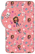 Jerry Fabrics Bavlněné prostěradlo s gumičkou 90x200 Gabi's Cat House pink Gabby`s Dollhouse pro děti JF24