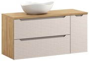 Závěsná skříňka Luxor Beige s deskou a umyvadlem 120 cm béžová/dub olejovaný