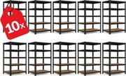 Akce 10x Regál 216x120x50 cm profesionální 5-policový, nosnost 200 kg - černý