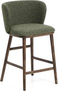 Tmavě zelená čalouněná barová židle (výška sedáku 65 cm) Ciselia – Kave Home