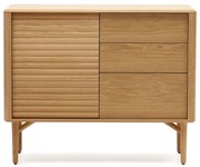 Nízká komoda v dekoru dubu v přírodní barvě 105x86 cm Lenon – Kave Home