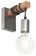 Průmyslová nástěnná lampa ocel s hnědou - Gallow