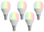 Sada 5 chytrých LED žárovek E14 G45 Opal RGBW 4,9W 470 lm 2700-6500K