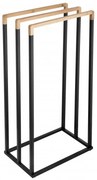 Erga Bila, 3-ramenný věšák na ručníky na postavení 45x29x94 cm, černá matná-hnědá, ERG-YKA-P.BILA3-BLK