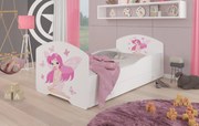 ADRK Postel PEPE GIRL WITH WINGS, CH-Pep-Gir-Win-160-E377, 160x80 cm se zásuvkou a matrací, bílá/grafika