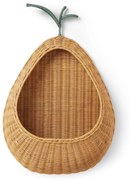 Ferm Living Nástěnný úložný koš Pear Braided Natural, přírodní barva, proutí