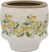 Béžový antik keramický květináč s citróny Limone Blossom - Ø 13*12 cm