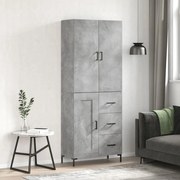 Skříň highboard betonově šedá 69,5x34x180 cm kompozitní dřevo