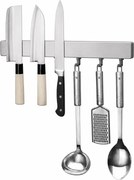 METALTEX Magnetická závěsná lišta s nastavitelnými háčky, Metallika, 39 cm, stříbrná