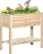 Zvednutá městská zahrada Outsunny se stojanem 90x40x81 cm, rostlinný stůl z přírodního dřeva s netkanou tkaninou | Aosom
