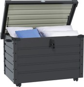 Zahradní box Outsunny, úložný box na kolečkách, úložný box se zámkem, rukojeť, zahradní truhla na balkon, terasu 100 x 62 x 65 cm, tmavě šedý