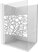 Mexen Kioto L, sprchová zástěna Walk-In 100 x 200 cm, 8mm čiré sklo bílý vzor, bílý profil, 800-100-103-20-85