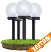 SADA 4 solárních zahradních lamp, LED, BÍLÉ, 10 cm, vodotěsné, IP44