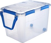 Box s víkem EZY vodotěsný, 66,6 × 46,9 × 45,9 cm, 100 l, transparentní