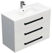 Koupelnová skříňka s černou úchytkou a umyvadlem SAT Cube Way 100x71x46 cm bílá lesk CUBE46C1003BIMOD