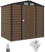 Zahradní kůlna Outsunny 190x131x188 cm - Venku umístěný úložný domek s 2 větracími okny a dveřmi pro terasu, balkon a patio - Dub | Aosom