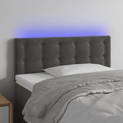 Čelo postele s LED tmavě šedé 100x5x78/88 cm samet
