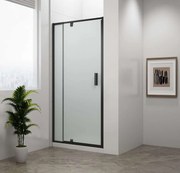 Polysan Easy Black - Sprchové dveře pivotové 76-90x190 cm, sklo Brick/matná černá EL1638B