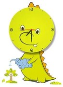 Dětské nástěnné svítidlo s hodinami Dragon Clock, 1x zelené plastové stínítko