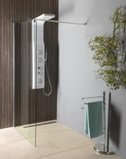 Aqualine Aqualine, WALK-IN stěna k instalaci na zeď se vzpěrou, jednodílná, 1000 mm, čiré sklo, WI101