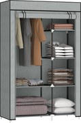 HOMCOM Textilní Skříň s 6 Policemi, Oblečkový Prut, Skříň na Zip pro Oblékací Pokoj a Ložnici, 103 x 43 x 162,5 cm, Světle Šedá | Aosom