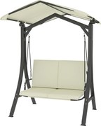 Hollywoodská houpačka s nastavitelným sedákem se stříškou, 2místná, do 220 kg, 150x120x182 cm, krémově bílá