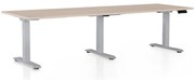 Výškově nastavitelný stůl OfficeTech Long, 240 x 80 cm, šedá podnož, dub