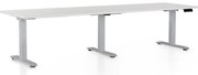 Výškově nastavitelný stůl OfficeTech Long, 260 x 80 cm, šedá podnož, bílá