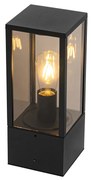 Venkovní stojací lampa černá s kouřovým sklem 40 cm IP44 - Charlois