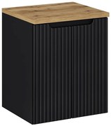 Závěsná skříňka Nova Black II s deskou 50 cm černá/dub evoke