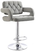 LuxuryForm DESIGN Barová židle ADRIA VELUR s kulatou stříbrnou podstavou - šedá