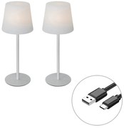 Sada 2 dobíjecích stolních lamp bílých 40 cm IP54 - Jude