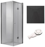 BPS-koupelny Čtvercový sprchový kout HYD-SK1180B 90x90 chrom/transparent + vanička HYD-SSV-RIKO černá