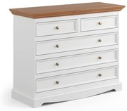 Massive home | Belluno Elegante bílá komoda 5S z masivu s dubovou deskou