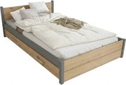 EB Postel z masivu Iris Double 140x200 cm, GRAFIT/Dub Artisan