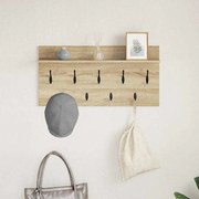 věšák, nástěnný, 1 prkno, háčky, kompozitní dřevo, 40x80x12 cm, dub sonoma, Dekorino TK20260018