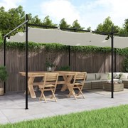 Pergola se zatahovací střechou krémová 589 x 292 x 230 cm