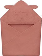 Dětská osuška lionelo muslin hooded towel red coral