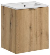 Comad Koupelnová skříňka s keramickým umyvadlem Nova Oak 50 cm - dekor dubu
