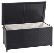 Polyratanový zahradní úložný box HWC-D88 - prémiová černá, 51x100x50cm 170l