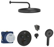 SANITINO - Sprchový set s termostatem a tělesem pod omítku Grohe, příslušenství kielle, matná černá SANI21GKK400