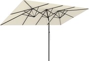Slunečník Outsunny 150 x 295 cm dvojitý slunečník s nastavitelným úhlem sklonu, tržní slunečník na terasu z polyesteru v krémové barvě | Aosom.de