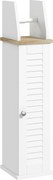 kleankin Moderní Koupelnová Skříňka s Nastavitelnými Policemi a Držákem na Toaletní Papír 18x20x80 cm Bílá | Aosom