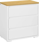 HOMCOM Bílá Komoda se 3 Zásuvkami z Dřevotřísky pro Ložnici, Kancelář a Obývací Pokoj, 70x37x75cm | Aosom