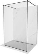 Mexen Kioto, průchozí sprchová zástěna 100 x 200 cm, 8mm sklo čiré/černý vzor, 2x černá stabilizační rozpěra, 800-100-002-70-70