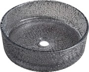 Sapho Beauty - Umyvadlo na desku průměr 40 cm, bez přepadu, bez otvoru pro baterii, sklo/černá TY323B