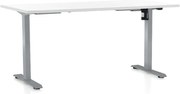 Výškově nastavitelný stůl OfficeTech A, 160 x 80 cm, šedá podnož, bílá